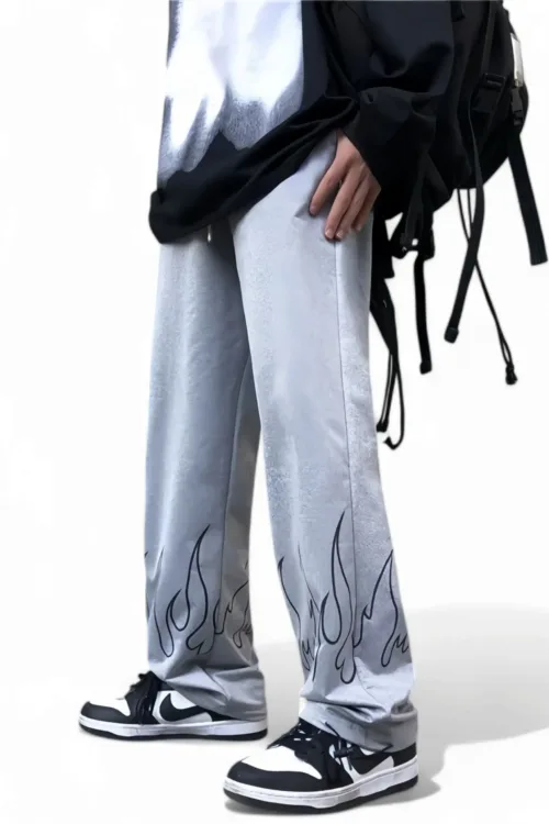 Fire Flame Inspired Baggy Straight Pant – Stand Out in Style - dripmania.in